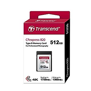 Transcend TS512GCFE820 CFexpress 820 Type B Memory Card for 4K Video Capture