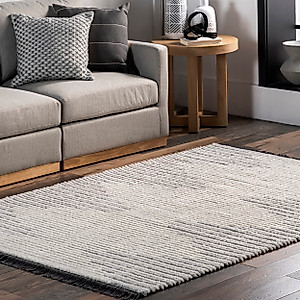 nuLOOM Morgan Contemporary Shag Fringe Area Rug, 5x8, Light Grey