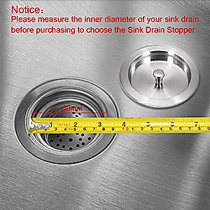 uxcell Kitchen Sink Drain Stopper Rubber Seal 80mm Stainless Steel Sealing Lid for Kitchen Sink