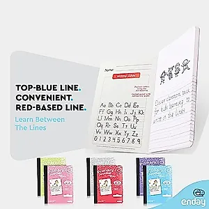 Enday Primary Journal Grades K-2, Primary Writing Journal, Half Page Ruled Primary Journal Composition Notebook for Kids, 100 Sheets kids Notebook, in Pink, Green, Red (6 Pack)