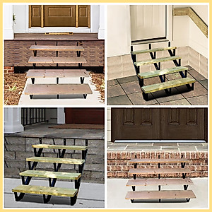 3 Packs metal stair step stringers, 4 step steel riser stringer for 34.7inch height deck(Matt black)