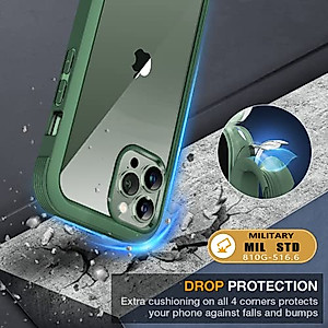 Miracase Glass Case Compatible with iPhone 13 Pro Max Case 6.7 inch, [Glass Screen Protector] Full Body Rubber Bumper Case Cover (Alpine Green)