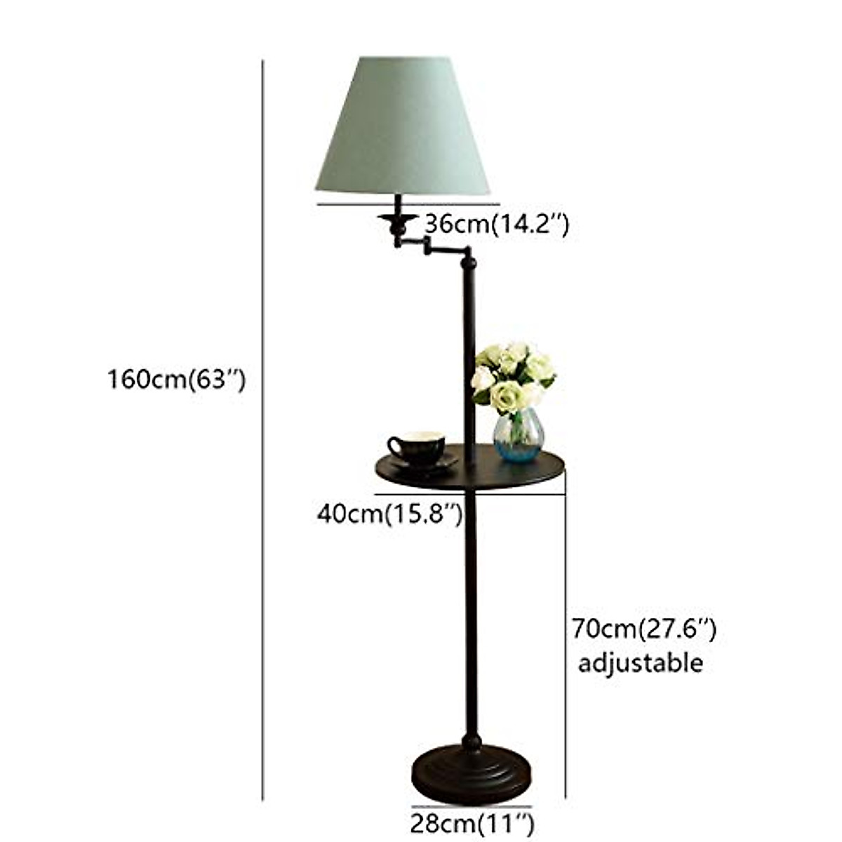 AVEO Floor lamp E27 Floor Lamp Modern Minimalist with Coffee Table Tray Can Be Placed Thing Decorative Floor Light Bedroom Living Room Floor Light (Color : Green)
