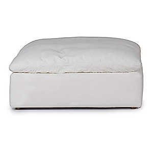 Sunset Trading Contemporary Puff Collection 5PC Performance Fabric Washable Water-Resistant Stain-Proof White Slipcovered Modular L-Shaped Sectional Sofa with Ottoman, Deep-Seat Down-Fill Couch