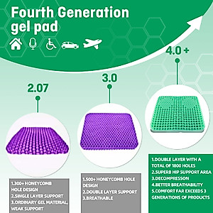 SIXAQUAE Fourth Generation Plus Gel Egg Seat Cushion for Wheelchair Long Sitting,Double-layer layer chair cushions for Office Chair and truck drivers.Back, Sciatica, Hip, Tailbone Pain Relief Cushion.