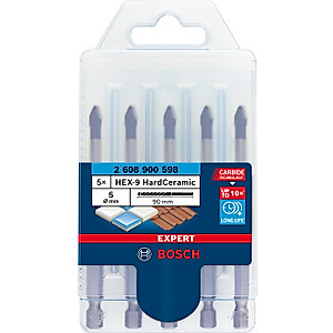 Bosch Professional 5X Expert HEX-9 HardCeramic Drill Bit Set (Ø 5 mm, Accessories Rotary Impact Drill)
