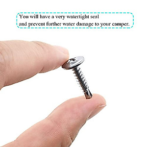 Hao Pro #8 x 3/4" Flat Head Phillips Self Tapping Drilling Bolts Screws with Drill Point Keep Flush Go in Cut Thread Clean Secure Well Sturdy Easy Drive Not Rust Dull 410 Stainless Steel 60PCS