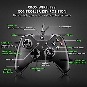 YUYIU 【Upgraded Wired Controller for Xbox Series X|S, Xbox One, Windows 10 and above, PC Controller with 3.5 mm Audio Jack, Black