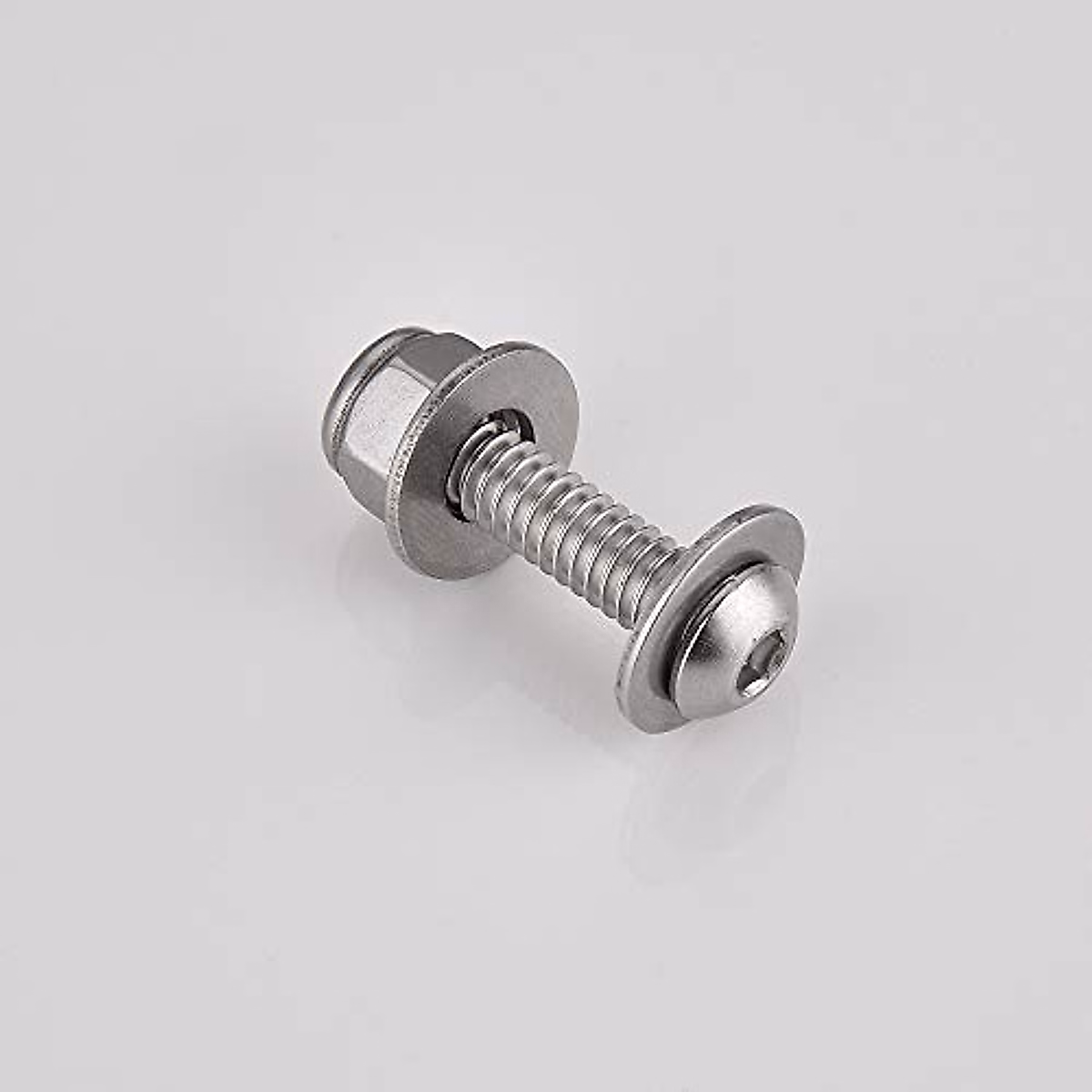 JQK 1/4-20 x 1 Button Head Socket Cap Screws, Allen Socket Drive,1/4 x 5/8 OD Fender Flat Washer, 1/4-20 Lock Nut with Nylon Insert Sets, 304 18-8 Stainless Steel, 25 Pack, SNS100-P25
