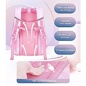 Girls backpack,Kids Backpack for Girl,Cute Elementary Bookbag Waterproof Large Capacity School Bag Backpacks for Girls (Pink)