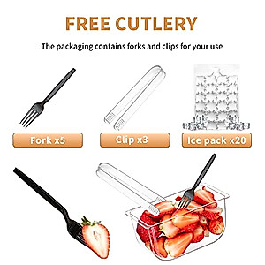 Laojbaba Chilled Condiment Server Clear Icy Condiment Bar Condiment Tray ice Party Serving bar with Lid Bar Garnish Holder on ice 5 Removable Compartments