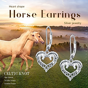 Horse Earrings for Women 925 Sterling Silver Horse Dangle Drop Earrings Celtic Horse Earrings Horse Jewelry Gifts for Women Horse Lovers