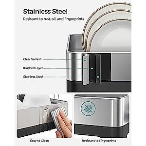 SONGMICS Dish Drying Rack, Stainless Steel Dish Rack with Rotatable Spout, Drainboard, Fingerprint-Resistant Dish Drainers for Kitchen Counter, 12.5 x 22.5 in, Silver and Black UKCS030B01