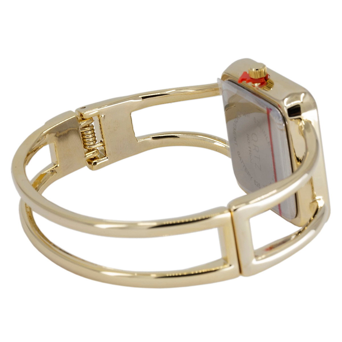 Blekon Collections Womens 30mm Square Elegant Metal Cuff Bangle Fashion Watch (Gold)