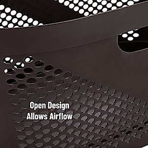 Mind Reader 40L Laundry Basket, Clothes Hamper, Wicker Design, Plastic, 23"L x 14.5"W x 10.5"H, Brown