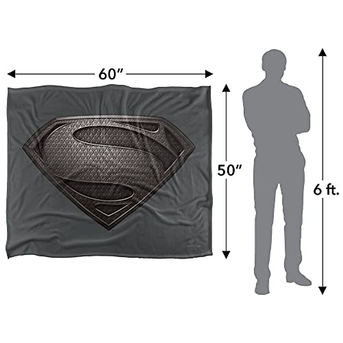 Superman Man of Steel Desaturated Officially Licensed Silky Touch Super Soft Throw Blanket 50" x 60"