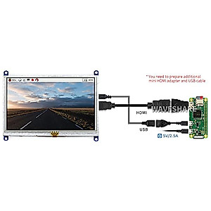 waveshare 5" 800×480 Resistive Touch Screen LCD TFT Monitor for Raspberry Pi 4B/3B+/3B/2B/A+/Zero/Zero W/WH, PC Windows 10/8.1/8/7, Driver Free