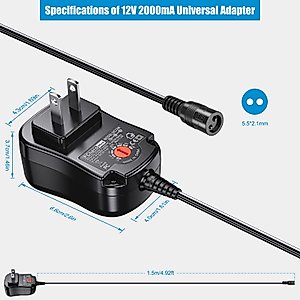 PChero 12W Universal Multi Voltage AC/DC Adapter Switching Power Supply with 8 Selectable Adapter Plugs, Suitable for 3 V to 12 V Home Household Electronics Devices