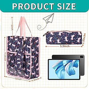 Kids Cute Tote Bags for Boys Girls Ages 4-16,Handbags with Pencil Case, Book Tote Bags with Zipper for School and Playtime (pink)