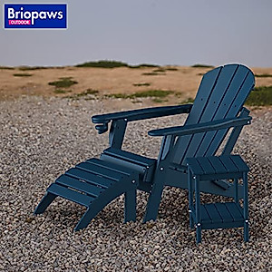 BRIOPAWS Folding Adirondack Ottoman, 19.7W x 18.5L x 13H Inch, HDPE All Weather Adirondack Chair Footrest, Plastic Footstool for Deck Backyard Patio Outdoor Poolside Porch Lawn Indoor, Blue