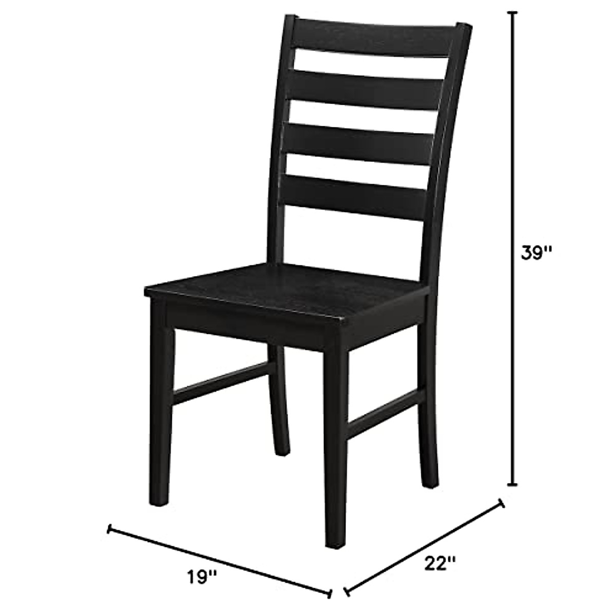 Walker Edison Modern Farmhouse Wood Armless Dining Room Chairs Kitchen, Set Of 2, Black