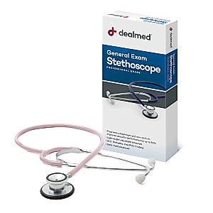 Dealmed General Exam Stethoscope – Professional Economy Dual-Head Medical Stethoscope with Lightweight Chestpiece, Flexible 32” Tubing & Comfort Eartips (Pink)