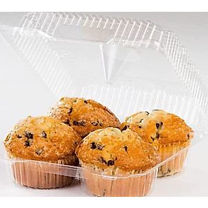 Decony Clear Jumbo Cupcake Giant Muffin Container Boxes disposable plastic boxes Holds 4 jumbo Cupcake muffins each - 11 boxes