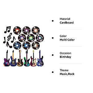 40 Pcs Music Party Decorations Musical Notes Rock and Roll Record Cutouts Silhouettes Record Cutouts Guitar Party Favor Cutouts 50s 80s Theme Party Baby Shower School Bulletin Board Craft Decoration