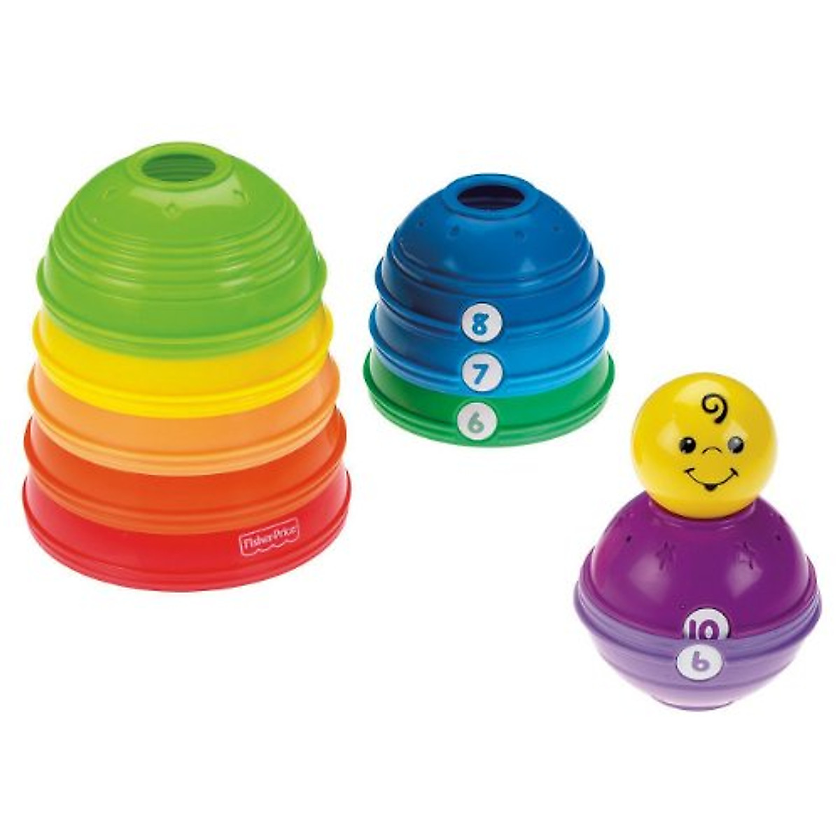 Fisher-Price Baby Toy Stack & Roll Cups, 10-Piece Stacking & Nesting Activity for Developmental Play Infants Ages 6+ Months