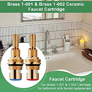 Brass 1-001 & Brass 1-002 Faucet Cartridge Set, Brass Hot & Cold Faucet Cartridge Replacement for Bathroom Basin Faucet, include Brass 1-001 and 1-002 Cartridge