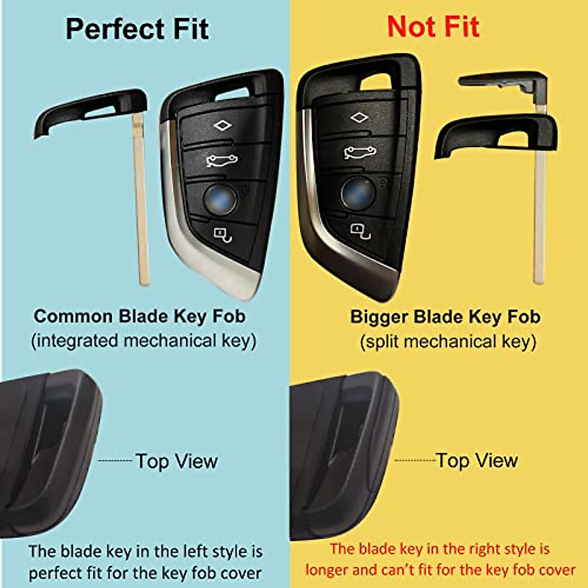 OLLEN Key Fob Cover Case, Fit for BMW 5 6 7 Series X1 X2 X3 X5 X6 GT Series, Metal Full Protection Key Fob Shell Case, Blade Shape, Gunmetal (1 Pcs)