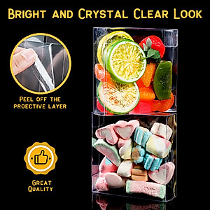 50 Pcs Clear Favor Boxes Gift Boxes Transparent Plastic Individual Macaron Boxes 4 x 4 x 1.2 Inch Clear Treats Candy Boxes for Packaging Dessert Containers Wedding Party Supplies