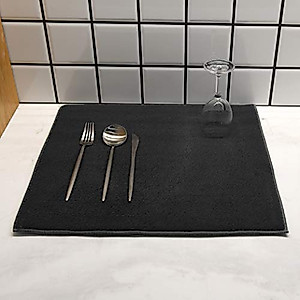 LUCKISS Microfiber Dish Drying Mat Reversible - 2 Pack Super Absorbent Drying Pad, Dish Drainer Mat For Kitchen Counter, 16 x 18 inch