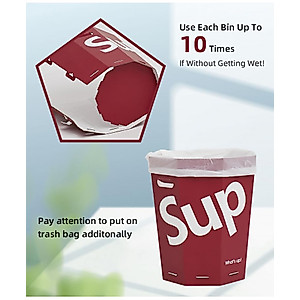 AWDOAJOI Foldable and Reusable Outdoor Trash Can, 3.5 Gal, Eco-Friendly, Ideal for Picnics, Weddings, and Parties, Office, Car (Pack of 5), Red