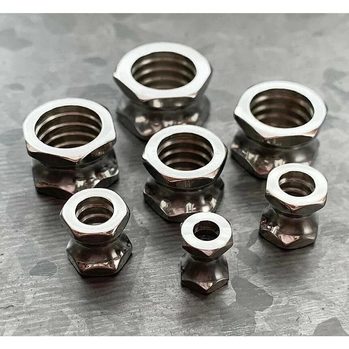 Lobal Domination PAIR of Steel Hexagon Screw Bolt Tunnels Double Flare Plugs Earlets Gauges (00g (10mm))