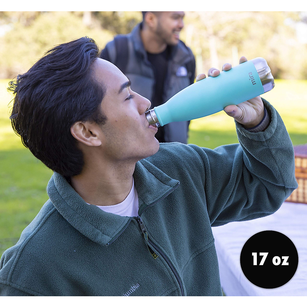 MIRA 17 Oz Stainless Steel Vacuum Insulated Water Bottle - Double Walled Cola Shape Thermos - 24 Hours Cold, 12 Hours Hot - Reusable Metal Water Bottle - Leak-Proof Sports Flask - Matte Dark Blue