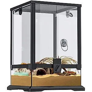 Lurmmue Tempered Glass 10 Gallon Reptile Tank,12"x12"x18" Top Screen Ventilation Durable Reptile Habitat Tank with Heat Resistant Aluminum Alloy Frame, for Bearded Dragon,Lizard,Spider,Hamster