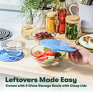 BELLA Nonstick Cookware Set with Glass Lids - Aluminum Bakeware, Pots and Pans, Storage Bowls & Utensils, Compatible with All Stovetops, 21 Piece, White