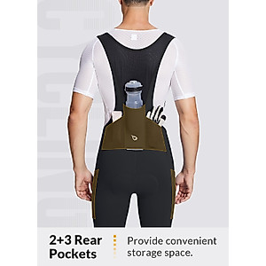 BALEAF Men's Winter Cycling Bib Pants 4D Padded Thermal Water Resistant Bike Tights Cold Weather Warm Pockets Black XL