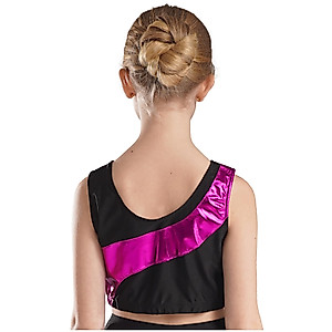 easyforever Kids Girls Sleeveless Shiny Rhinestone Ballet Dance Crop Tank Top Yoga Vest Sports Gymnastic Workout Bra Hot Pink 8 Years