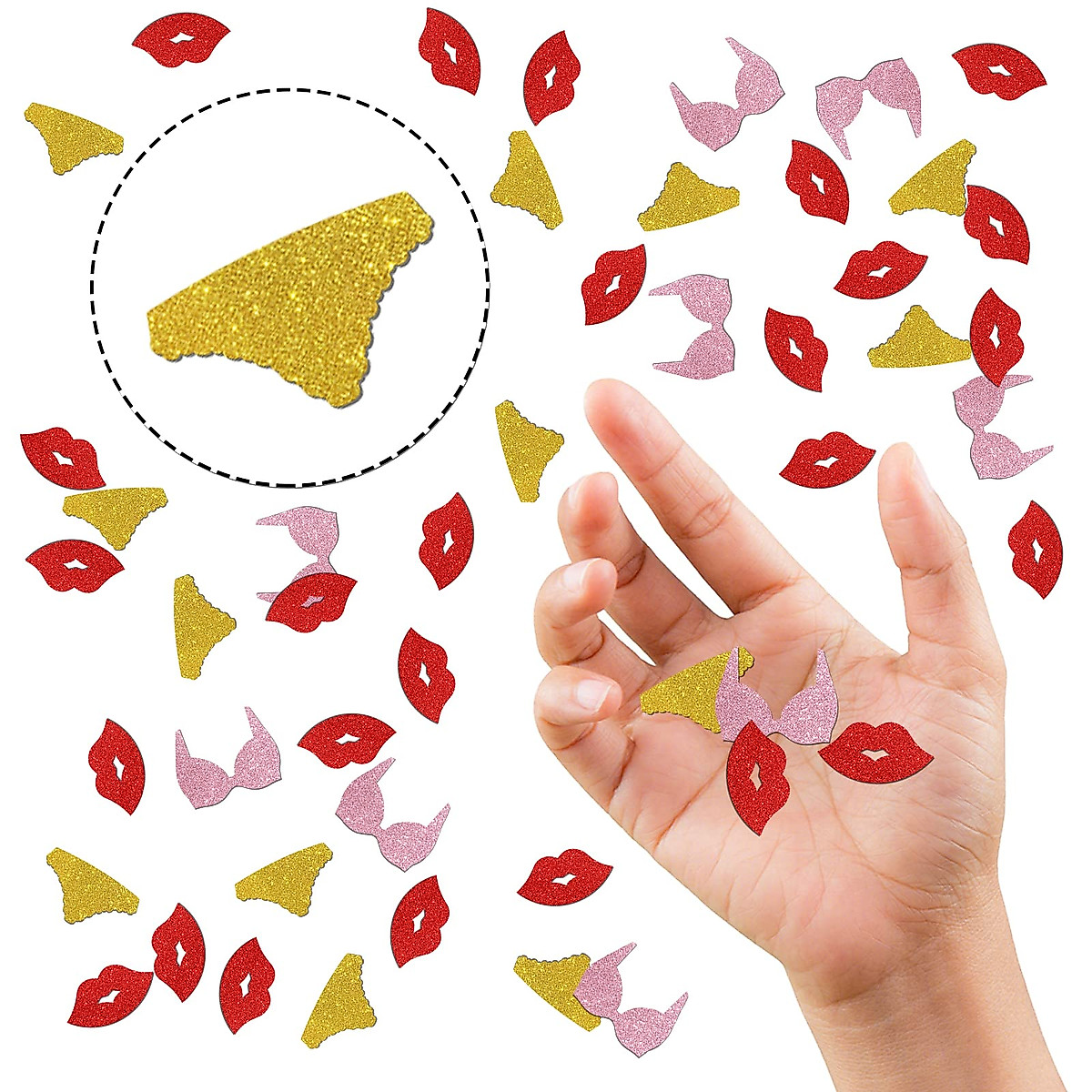 Bachelorette Party Confetti Glitter, Bra Panties Lip Table Confetti, Bridal Shower Wedding, Women Girls Birthday Paper Scatter, Hen Party Table Decorations Confetti, 120pcs