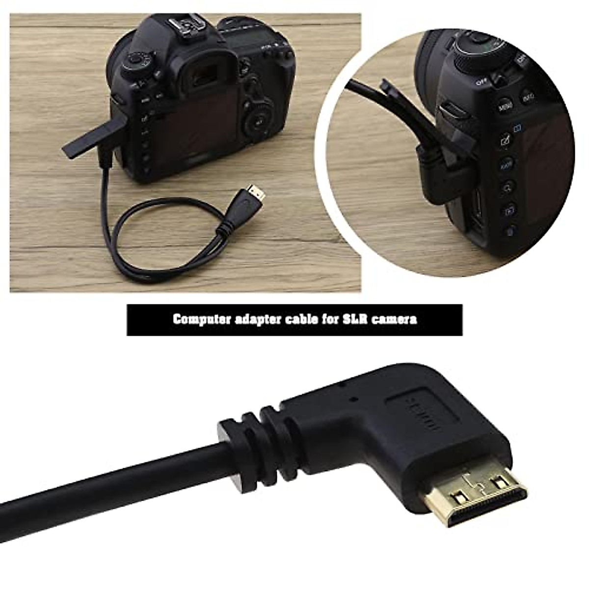Micro Traders 2PCS Mini HDMI to HDMI Cable 50cm Mini HDMI Male 90 Degree Left and Right to HDMI Male Cable for Camera Video Card Laptop Tablet HDTV Monitor Projector