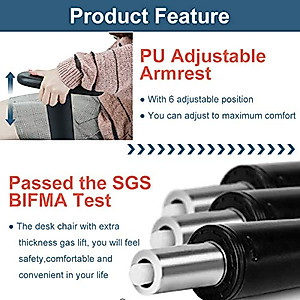 Big and Tall Executive Office Chair - 400lbs Adjustable Height PU Leather Swivel Ergonomic Desk Chair w/Thick Padding Headrest & Massage Lumbar Support Arms for Home Office Black