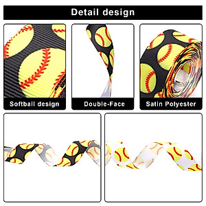 2 Rolls 10 Yards 7/8 Inches Softball Ribbon for Crafts Softball Grosgrain Ribbon for Cheer Bows Team Gift Wrapping Uniform Sewing