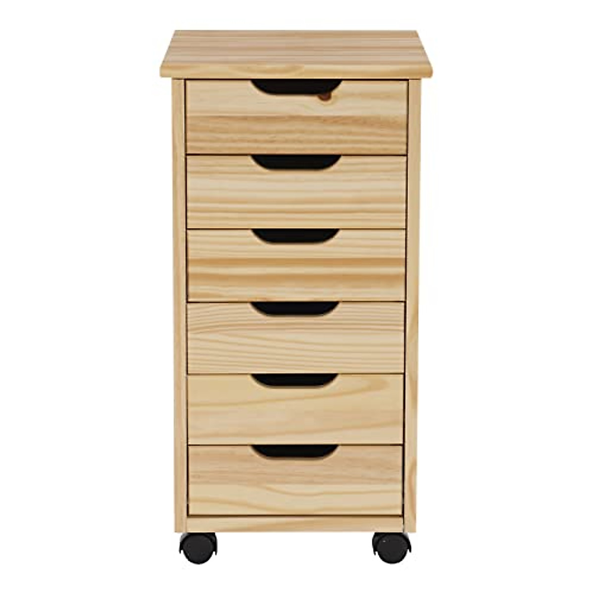 Linon Home Decor Products Corinne Six Drawer Storage, Natural Rolling Cart