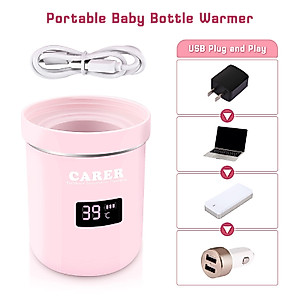 Bottle Warmer Portable Baby Milk Warmer with LCD Milk Fast Heater Breastmilk Warmer Rechargeable Baby Milk Instant Warmer for Night Feeding Travel Car Baby Brew Bottle Warmer Milk Heating Keeper