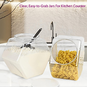 DilaBee Plastic Cookie Jars with Airtight Lids - 2 Pack - Clear Plastic Candy Jars for Candy Buffet, Kitchen Counter, Hexagon Food Storage Containers - 197oz