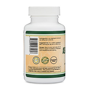 Ashwagandha Capsules, 120 Count (500mg Extract 20:1 Potency) Adaptogen Stress Relief by Double Wood