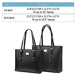 Laptop Bag for Women Large Office Handbags Briefcase Fits Up to 15.6 inch (Updated Version)-Black