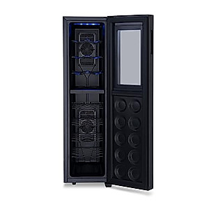 NewAir Shadow-T Series 18 Bottle Thermoelectric Wine Fridge, Dual Temperature Zones, Countertop Wine Refrigerator, Mirrored Compact Wine Cellar, Double-Layer Glass Door Cooler, Vibration-Free